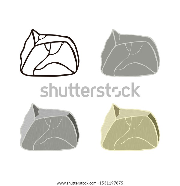 Stone Set Block Outline Sketch Flat Stock Vector (Royalty Free ...