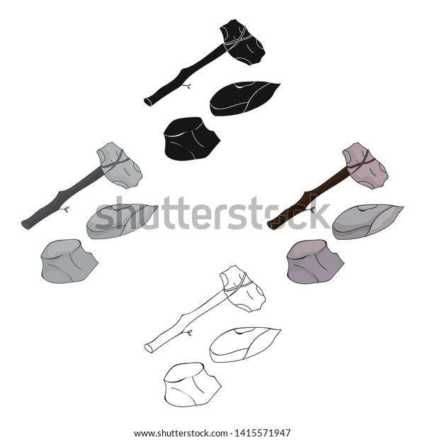 Stone Tools Icon Cartoonblack Style Isolated Stock Vector (Royalty Free ...