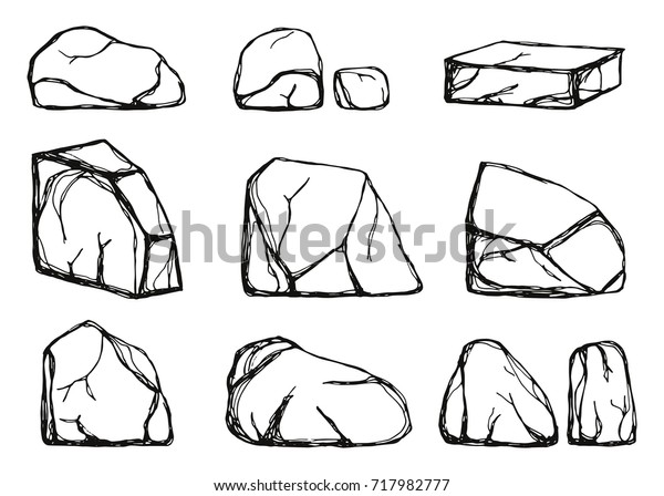 Stones Set Vector Hand Drawings Isolated Stock Vector (Royalty Free ...