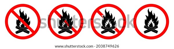 Stop Bonfire Icons No Fire Icons Stock Vector (Royalty Free) 2038749626 ...
