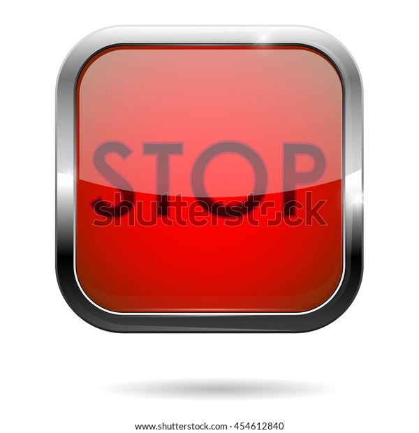 Stop Button Red Square Web Icon Stock Vector (Royalty Free) 454612840 ...