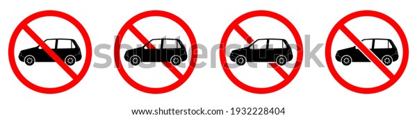 Stop Car Sign No Car Icon Stock Vector (Royalty Free) 1932228404 ...