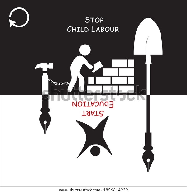 Stop Child Labour Child Education Vector 库存矢量图（免版税）1856614939 ...
