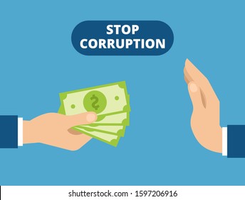 Stop Corruption Hand Give Money Another Stock Vector (Royalty Free ...