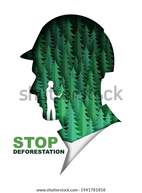 Stop Deforestation Poster Banner Template Green: เวกเตอร์สต็อก (ปลอดค่า ...