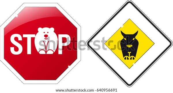 Stop Go Road Signs Bull Bear Stock Vector (Royalty Free) 640956691 ...