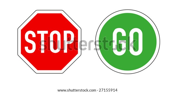 Stop and Go, panneaux de signalisation : image vectorielle de stock ...