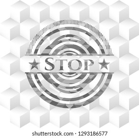 Stop Grey Emblem Geometric Cube White Stock Vector (Royalty Free ...