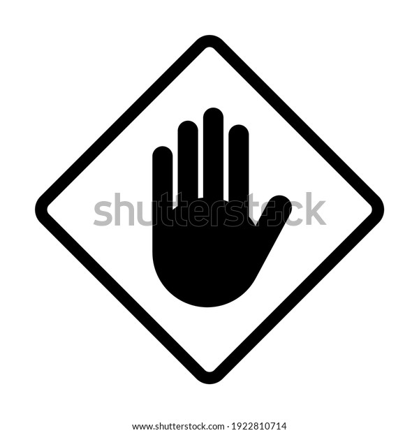 Stop Hand Palm Block Diamondshaped Sign Stock Vector (Royalty Free ...