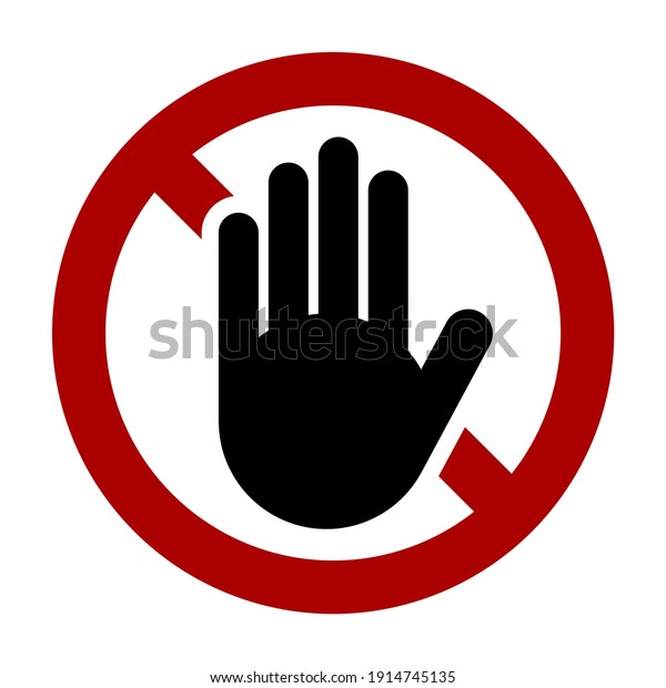 Stop Hand Palm Icon Round No Stock Vector (Royalty Free) 1914745135 ...