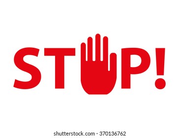 Stop Sign Red Hand Vector Illustration Stock Vector (Royalty Free ...
