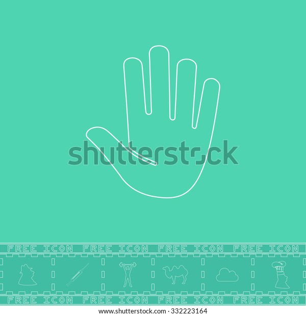 Stop Hand White Outline Flat Symbol Stock Vector (Royalty Free ...