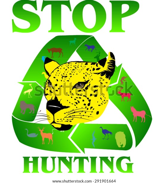Stop Hunting Wild Animals Logo Illustratio Stock Vector (Royalty Free ...