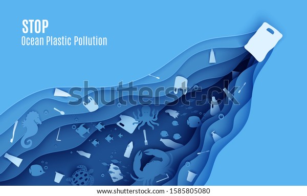 Stop Ocean Plastic Pollution Banner Design Stock Vector (Royalty Free ...