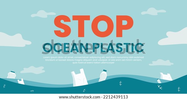 Stop Ocean Plastic Pollution Banner Design Stock Vector (Royalty Free ...