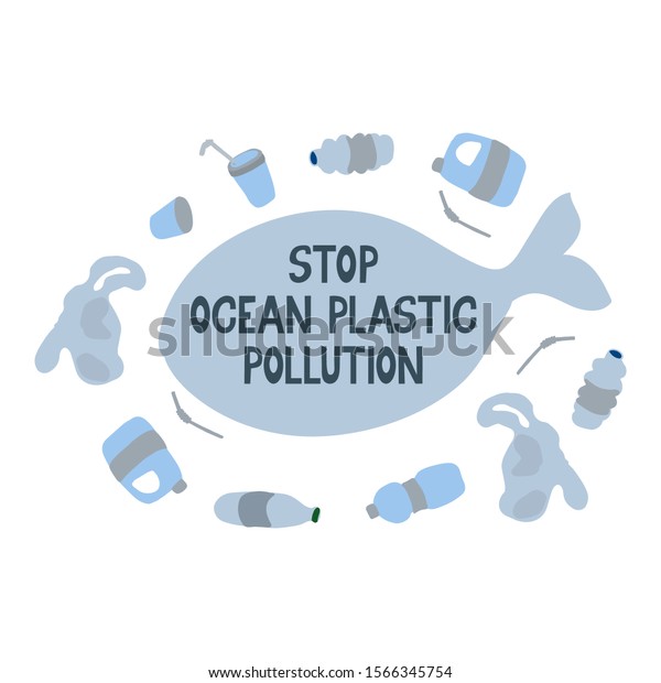 Stop Ocean Plastic Pollution Lettering On: vector de stock (libre de ...