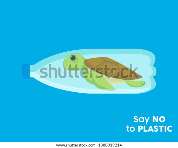 Stop Ocean Plastic Pollution Sea Turtle Stock Vector (Royalty Free ...