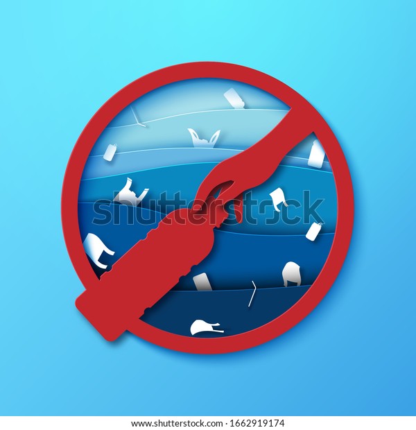 Stop Ocean Plastic Pollution Sign Paper Stock Vector (Royalty Free ...
