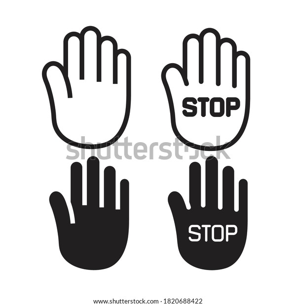 Stop Palm Hand Sign Vector Illustration: เวกเตอร์สต็อก (ปลอดค่า ...