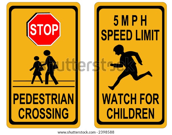 Stop Pedestrian Crossing Sign Speed Limit Stock Vector (Royalty Free ...