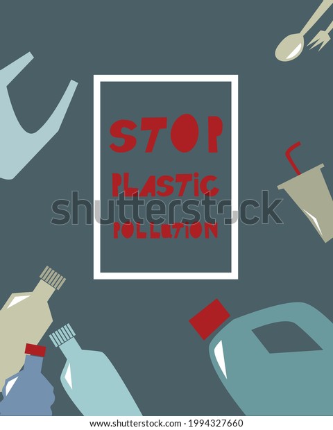 Stop Plastic Pollution Poster Print Card Stock Vector (Royalty Free ...