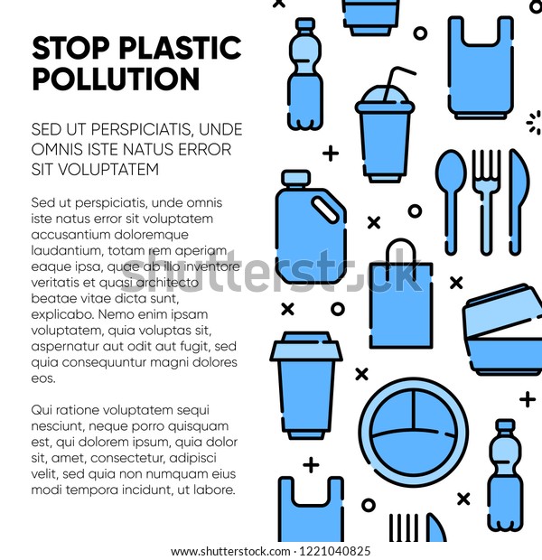 Stop Plastic Pollution Vector Illustration Plastic Stock Vector ...