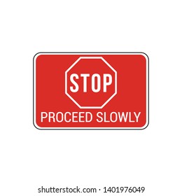 Stop Proceed Slowly Sign Caution Symbol: vector de stock (libre de ...