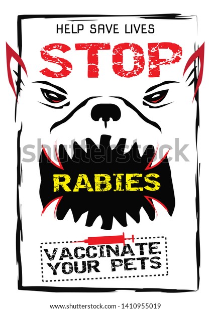 Stop Rabies Concept Poster Grunge Style Stock Vector (Royalty Free ...