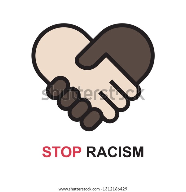 Stop Racism Handshake Stroke Outline Style Stock Vector (Royalty Free ...