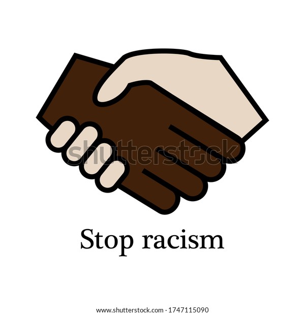 Stop Racism Icon Handshake Different Races Stock Vector (Royalty Free ...