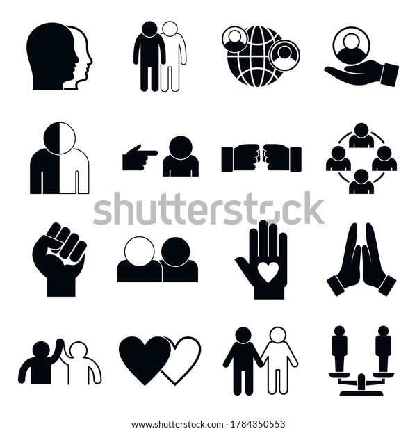 Detener el conjunto de iconos racistas. Conjunto simple de iconos ...