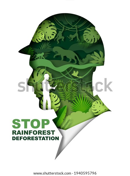 Stop Rainforest Deforestation Poster Banner Template Stock Vector ...