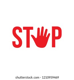 Stop Sign Red Hand Vector Illustration Stock Vector (Royalty Free ...