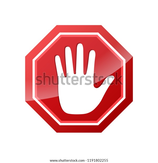 Stop Red Sign Icon White Hand Stock Vector (Royalty Free) 1191802255