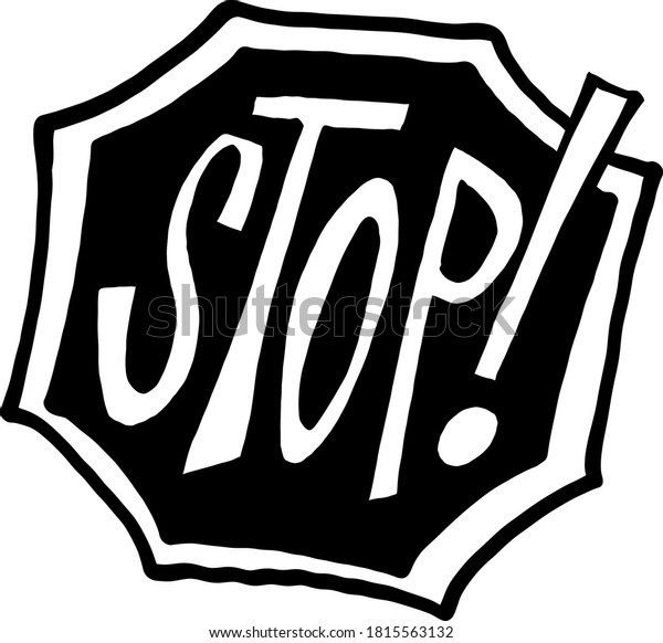 Stop Road Sign Animated Cartoon Style 库存矢量图（免版税）1815563132 | Shutterstock