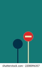 Stop Road Sign Front Blue Background Stock Vector (Royalty Free ...