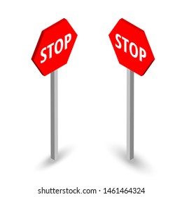 Stop Road Sign Vector Isometric Illustration Stock Vector (Royalty Free ...