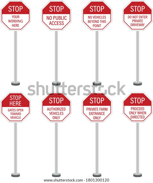 Stop Road Signs Different Stop Symbol Stock Vector (Royalty Free ...