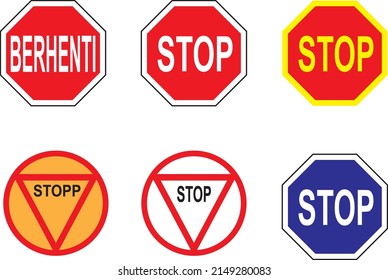 Stop Sign 6 Different Type Stock Vector (Royalty Free) 2149280083 ...
