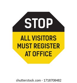 Stop Sign Visitors Report Main Office Stock Vector (Royalty Free ...