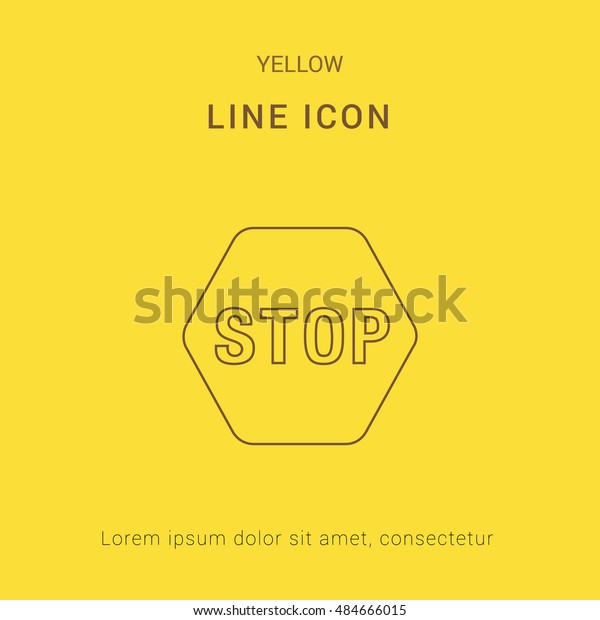 Stop Sign Cute Yellow Thin Line Stock Vector (Royalty Free) 484666015 ...