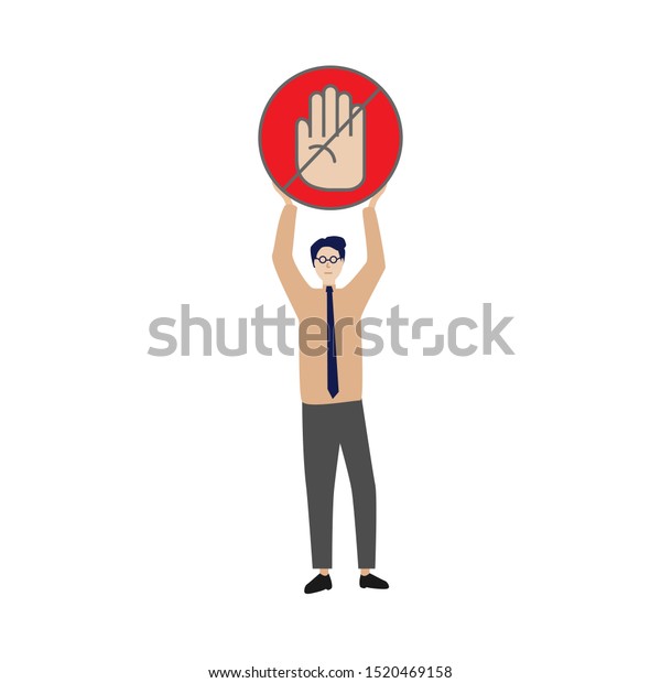 Stop Sign Flat Cartoon Character Isolated Stock Vector (Royalty Free ...