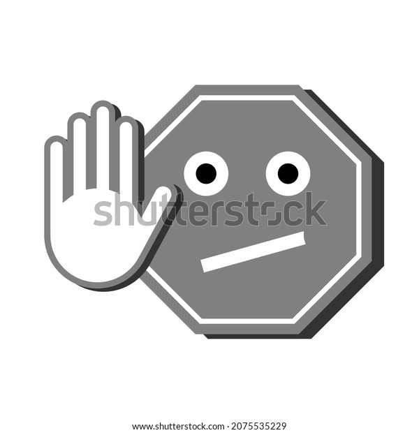 Stop Sign Funny Face Hand Road Stock Vector (Royalty Free) 2075535229 ...