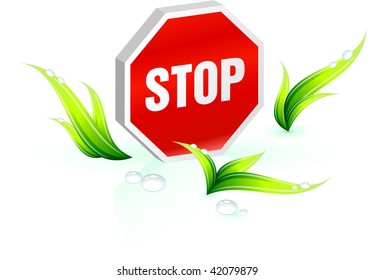 Stop Sign Green Environmental Conservation Background Stock Vector ...