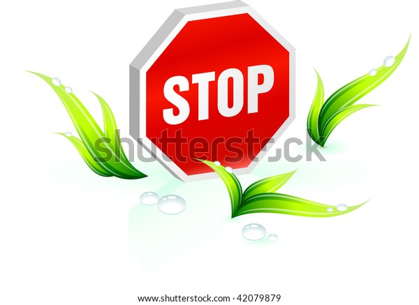 Stop Sign Green Environmental Conservation Background Stock Vector ...