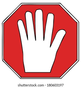 Stop Sign Hand Vector Illustration: vector de stock (libre de regalías ...