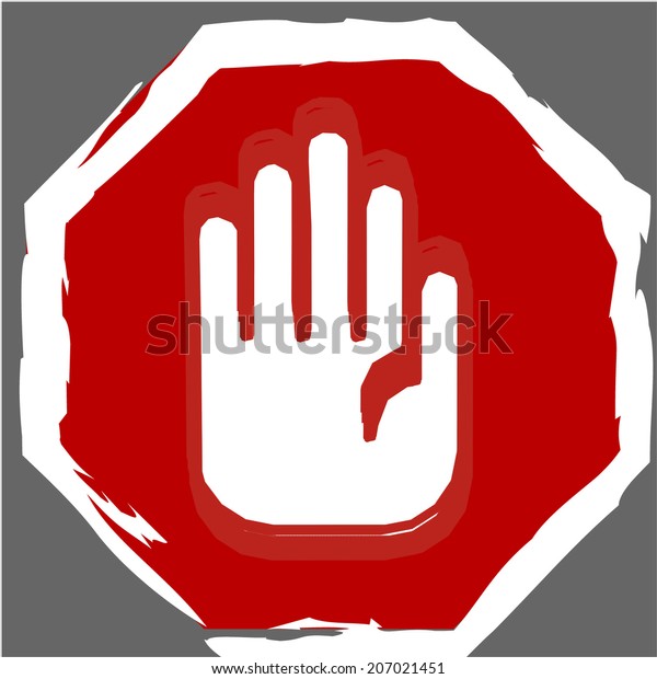 Stop Sign Hand Vector Illustration Stock Vector (Royalty Free ...