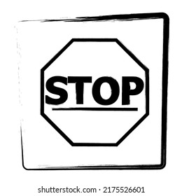 Stop Sign Icon Brush Frame Vector Stock Vector (Royalty Free ...