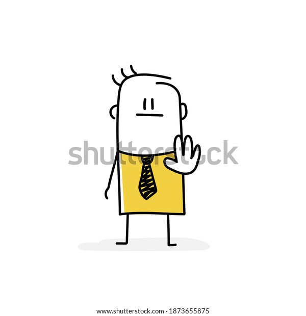 Vektor Stok Stop Sign No Entry Concept Stickman (Tanpa Royalti ...