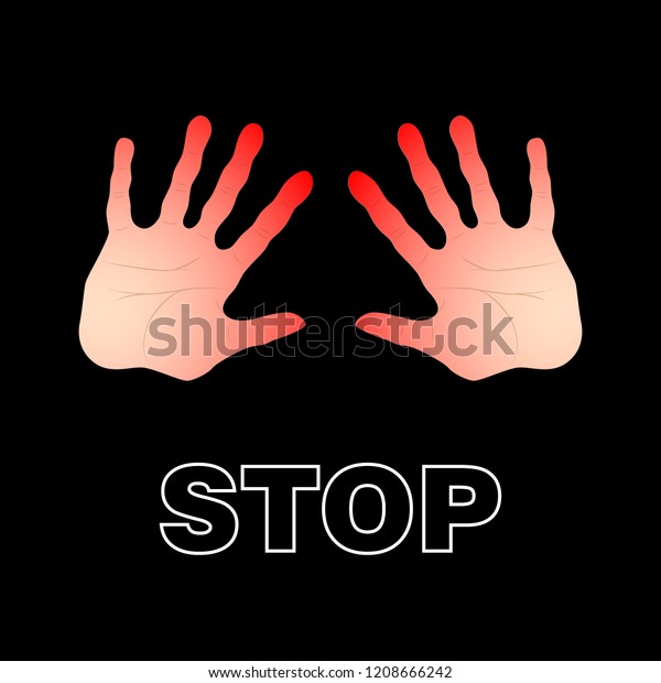 Stop Sign Palm Print On Black Stock Vector (Royalty Free) 1208666242 ...